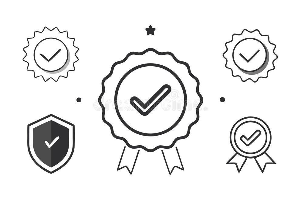 Approval Seal Designs Featuring Check Marks, Emphasizing Validation and ...