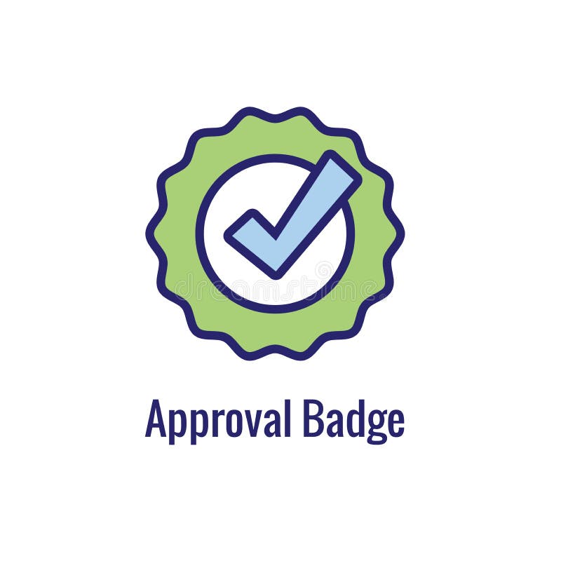 Approval and Signature Icon with Badge and Checkmark Stock Vector ...