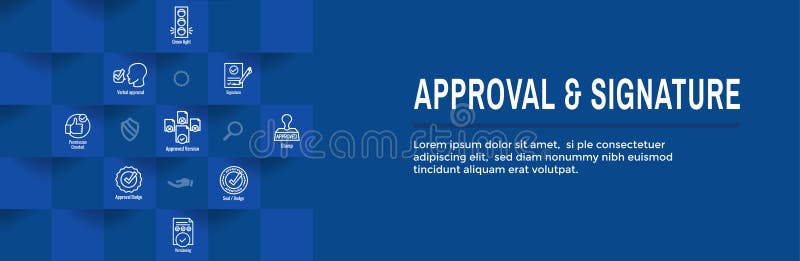 Approval and Signature Icon Set and Web Header Banner Stock Vector ...