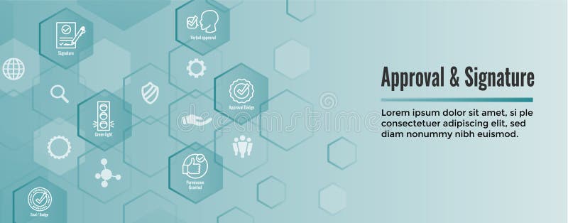 Approval and Signature Icon Set and Web Header Banner Stock Vector ...