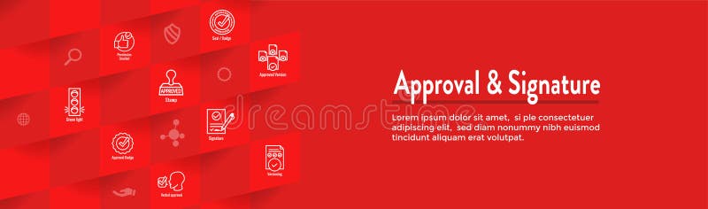 Approval and Signature Icon Set and Web Header Banner Stock Vector ...