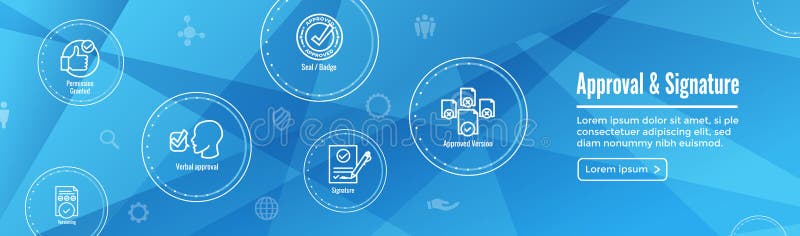 Approval and Signature Icon Set and Web Header Banner Stock Vector ...