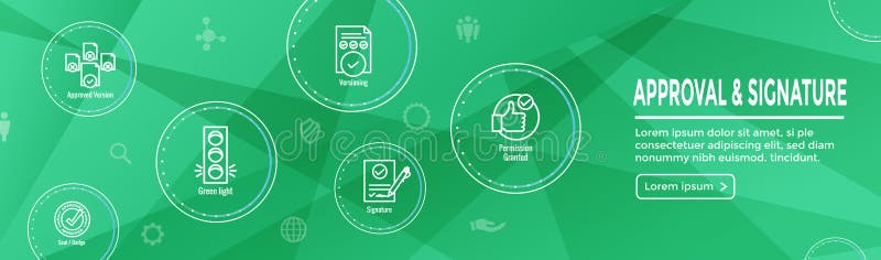 Approval and Signature Icon Set and Web Header Banner Stock Vector ...