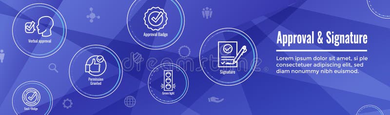 Approval and Signature Icon Set and Web Header Banner Stock Vector ...