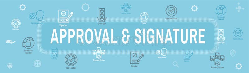 Approval and Signature Icon Set and Web Header Banner Stock Vector ...