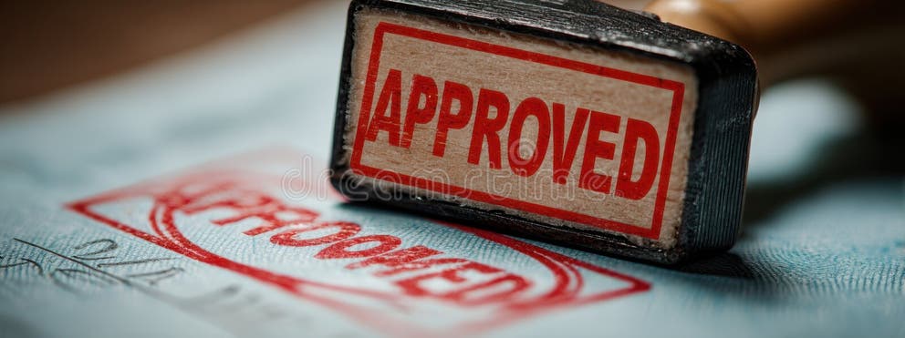 Approval Stamp on Document Signifying Acceptance of Application in ...