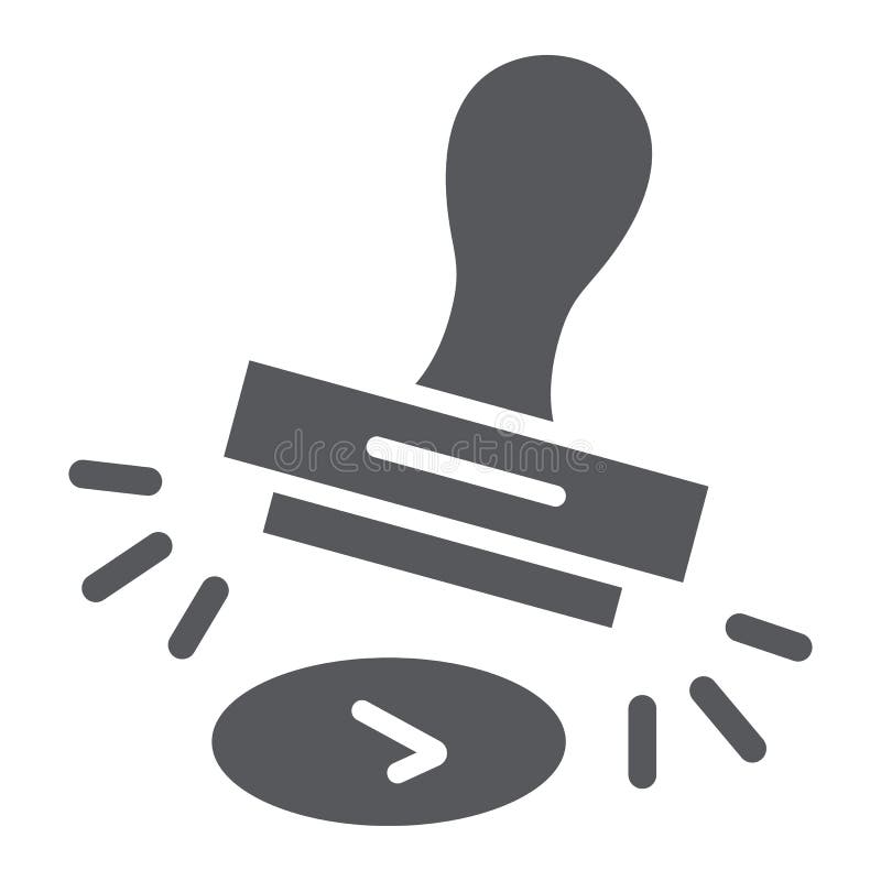 Approval Stamp Glyph Icon Allow And Stamper Rubber Stamp Sign Vector