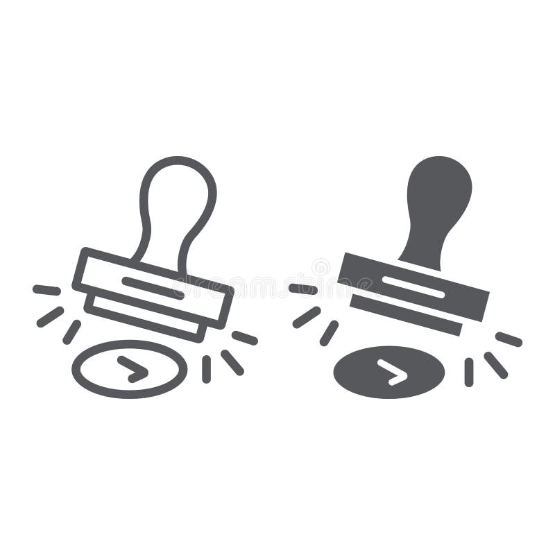 Approval Stamp Line and Glyph Icon, Allow and Stamper, Rubber Stamp ...