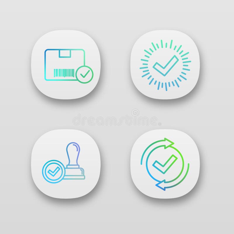 Approve app icons set stock vector. Illustration of check - 175558855