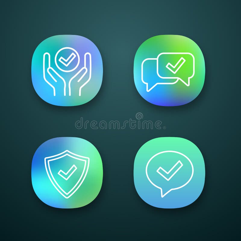 Approve app icons set stock vector. Illustration of pack - 175558465