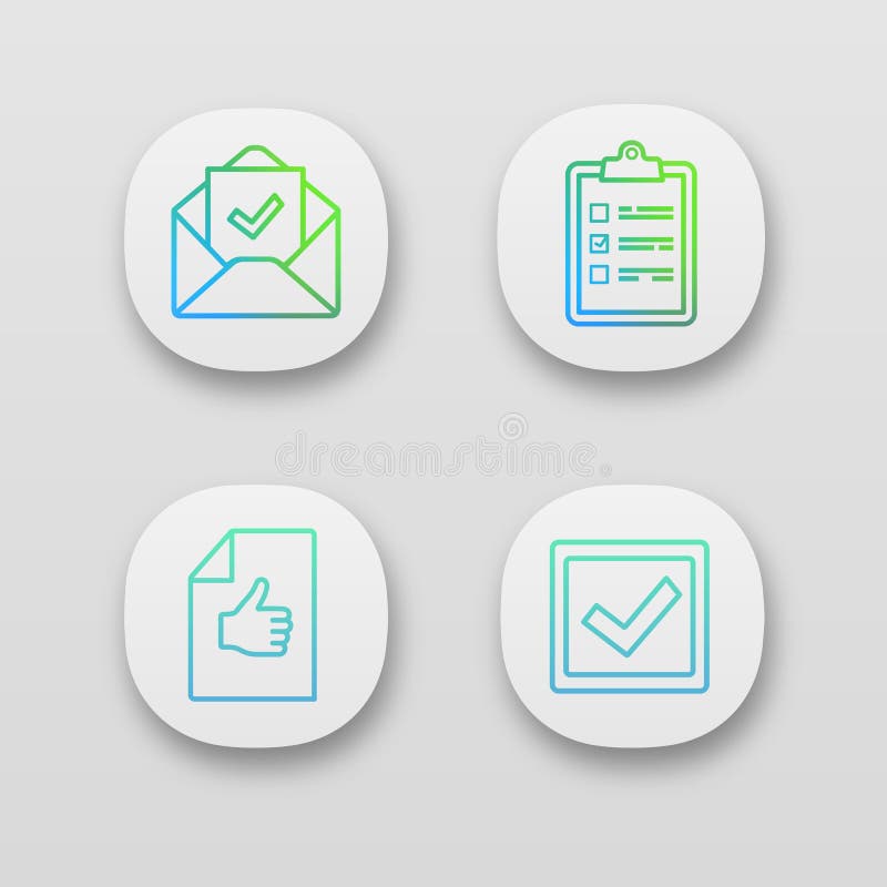 Approve app icons set stock vector. Illustration of checkbox - 175558547