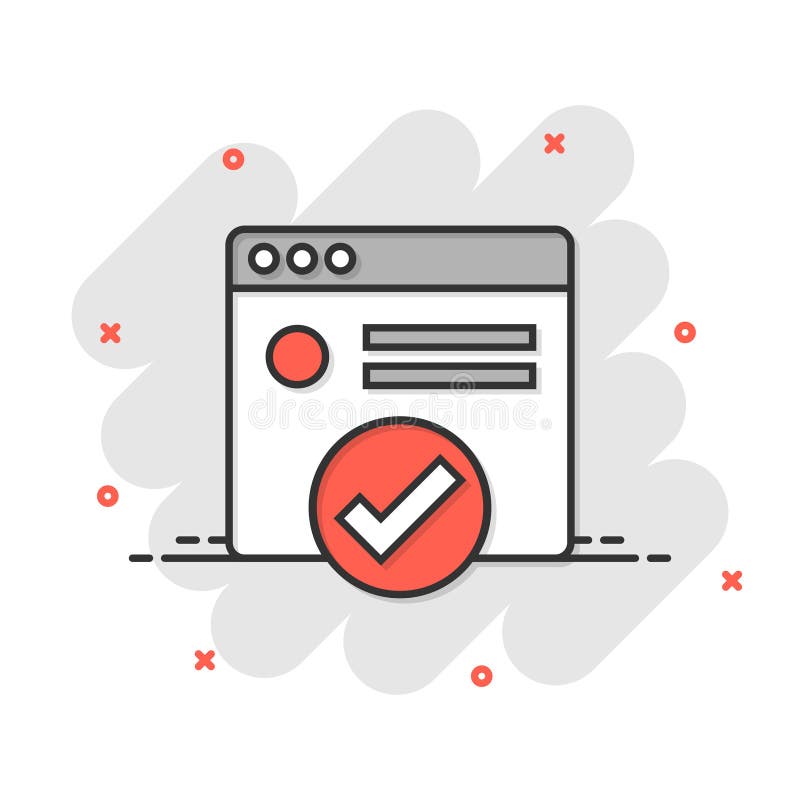 Approve Certificate Icon in Comic Style. Document Check Mark Cartoon ...