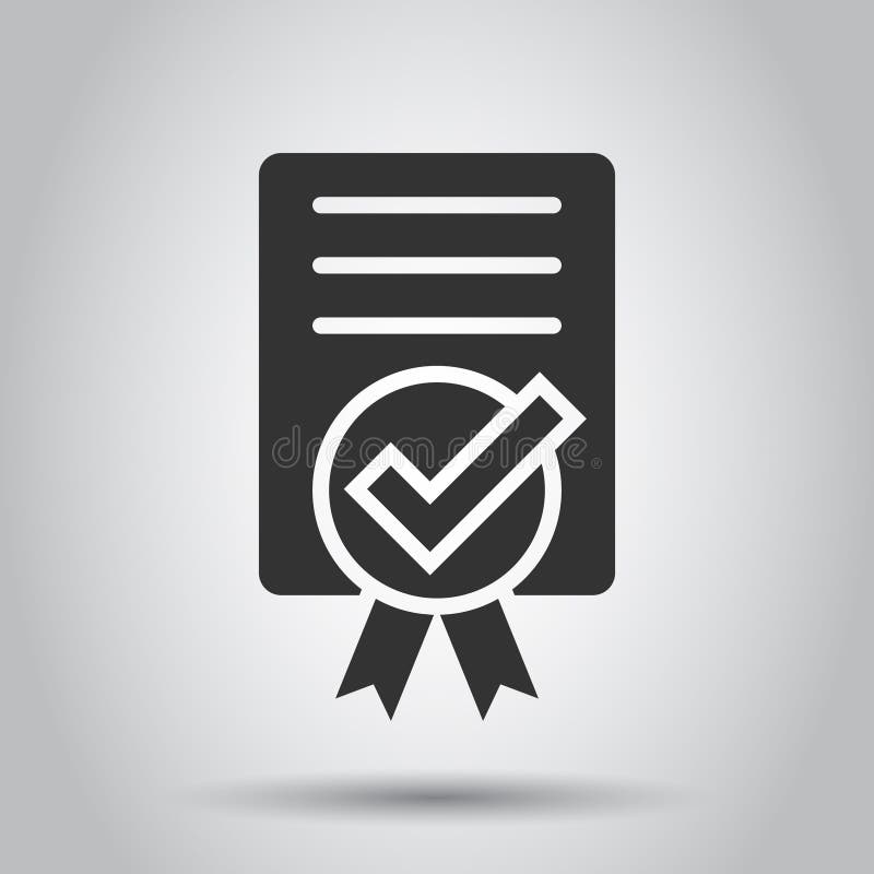 Approve Certificate Icon in Flat Style. Document Check Mark Vector ...