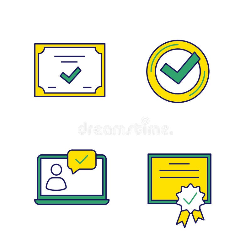 Approve color icons set stock vector. Illustration of license - 175559269