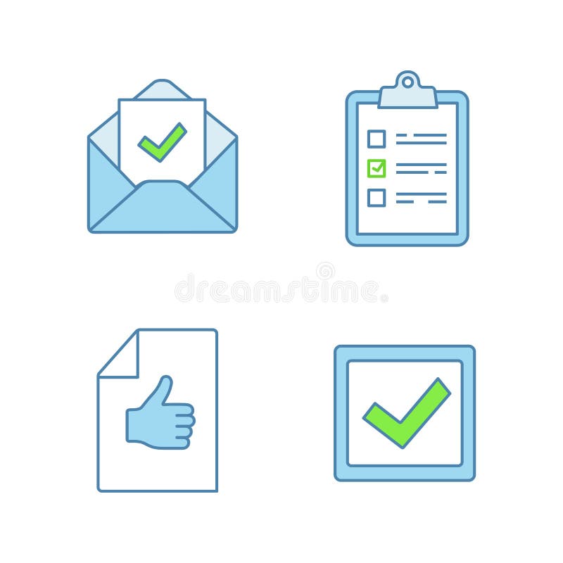 Approve color icons set stock vector. Illustration of color - 175559035