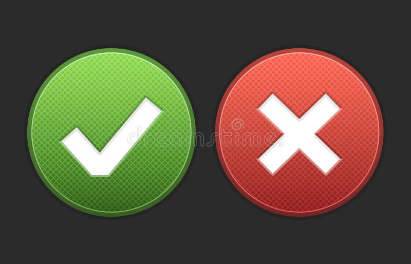 Approve and Deny Buttons stock vector. Illustration of circle - 52812704