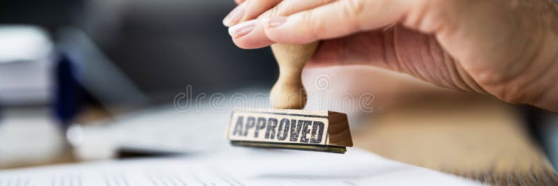 Approve Document and Work Permit Stamp Stock Photo - Image of ...