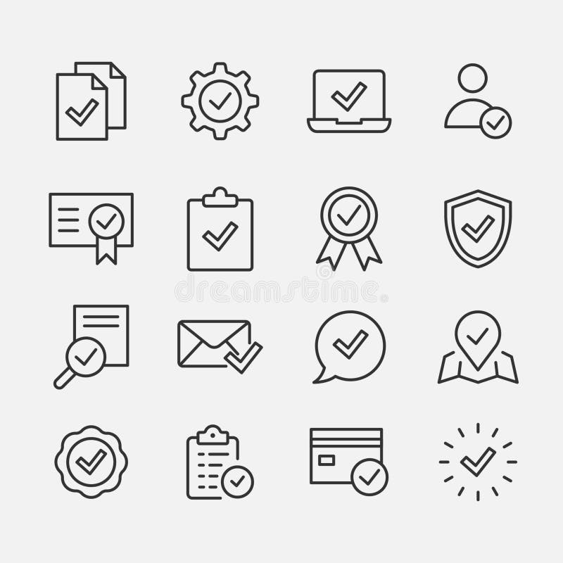 Set of Approval Check Vector Icon. Certificate Icon. Premium Quality. Achievement Icon Stock ...