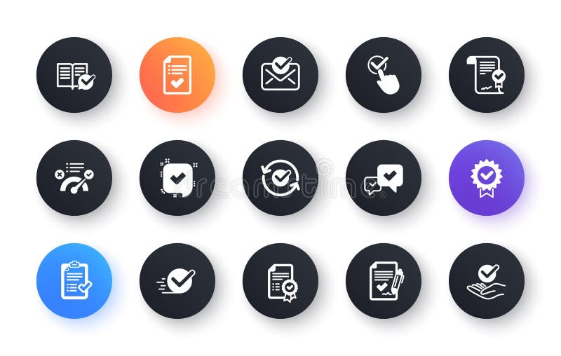 Approve Icons. Checklist, Certificate and Award Medal. Classic Icon Set ...