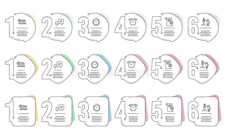 Approve, Launch Project and Technical Documentation Icons Set. Time ...