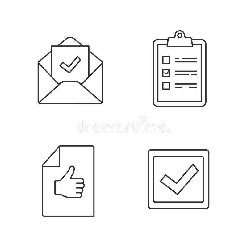 Approve linear icons set stock vector. Illustration of line - 175558704
