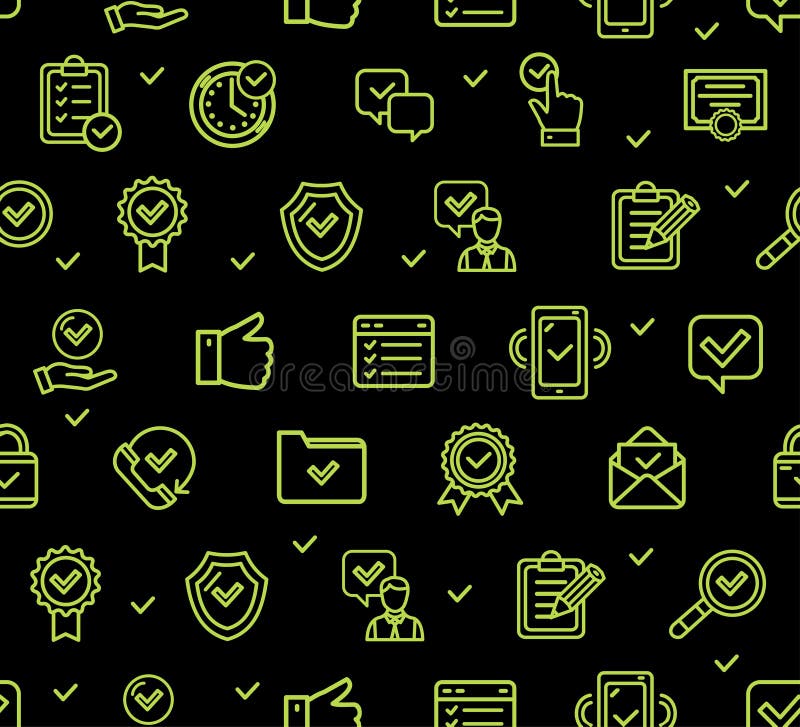 Approve Signs Seamless Pattern Background on a Dark. Vector Stock ...