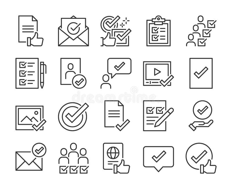 Approve Vector Line Icons Set. Editable Stroke, 64x64 Pixel Perfect ...