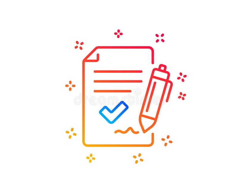 Approved Agreement Line Icon. Sign Document Symbol. Vector Stock Vector ...