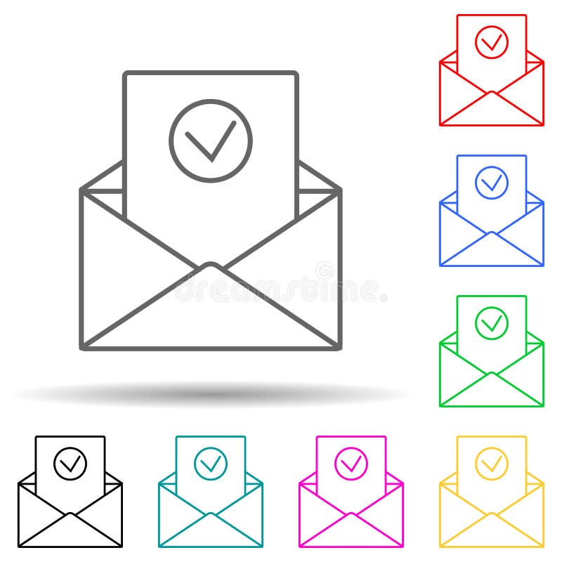 Approved Answer in Envelope Multi Color Style Icon. Simple Thin Line ...