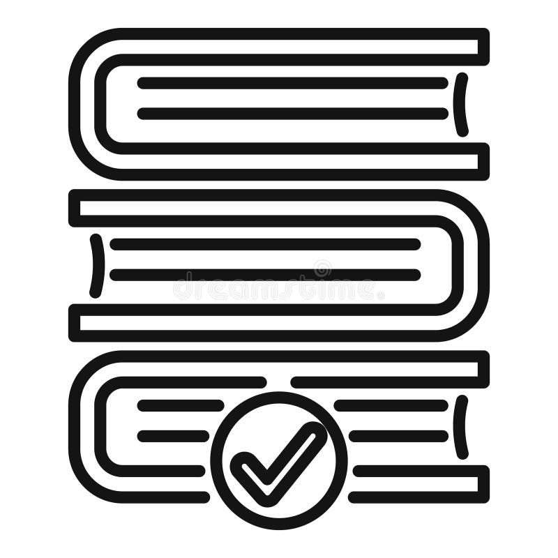 Approved Book Stack Icon Outline Vector. Online Magazine Stock ...