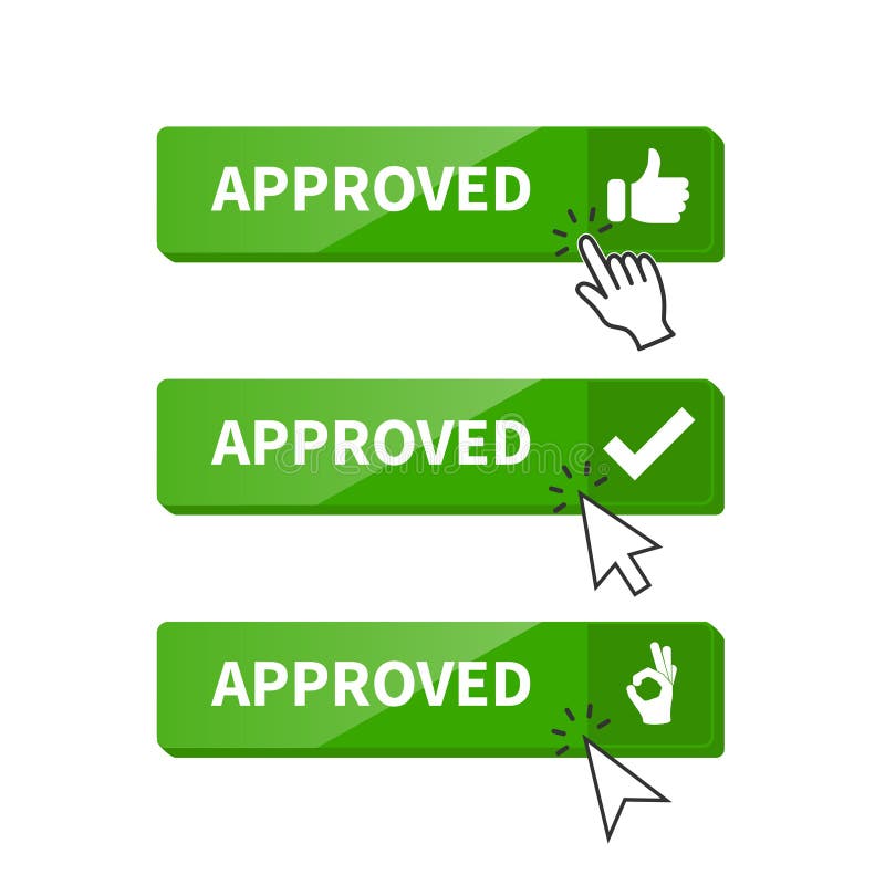 Approved Button Set. Approved Sign with Cursor. Key. Push Button Stock ...