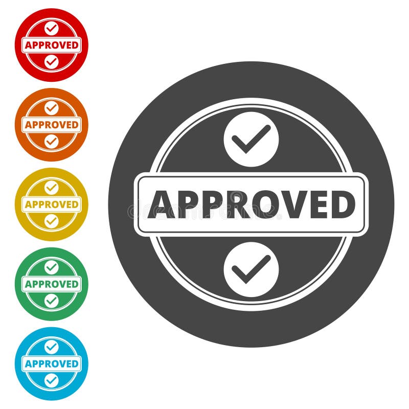 Approved button sign icon stock illustration. Illustration of friendly ...
