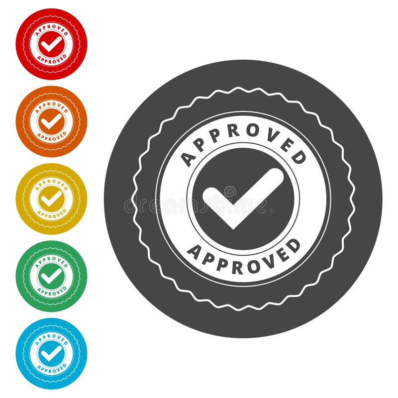 Approved button sign icon stock vector. Illustration of approved - 91835358