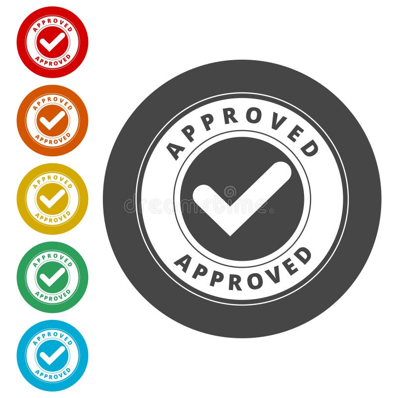 Approved button sign icon stock vector. Illustration of approved - 91835358