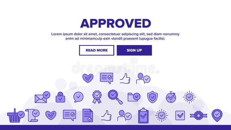 Approved and Certified Vector Linear Icons Set Stock Vector ...