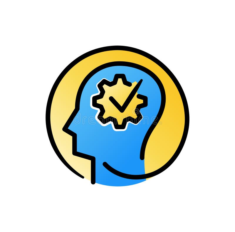 Approved Check Mark Mind Gear Icon Logo Stock Illustration ...