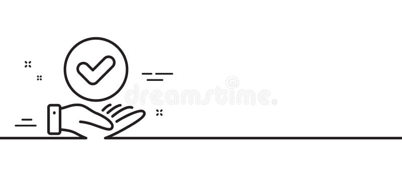 Approved Checkbox Line Icon. Accepted Sign. Minimal Line Pattern Banner ...
