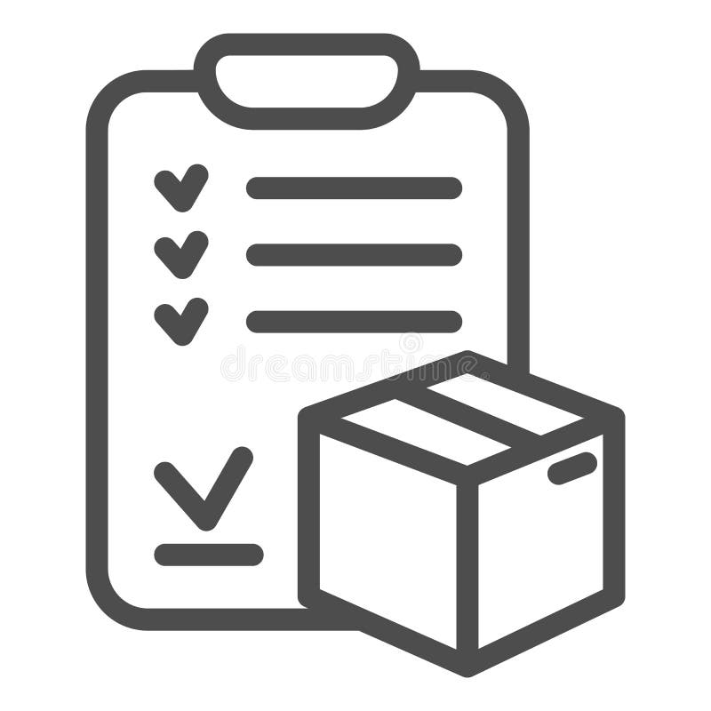 Approved Checklist and Box Line Icon, Delivery Logistic Service Symbol ...