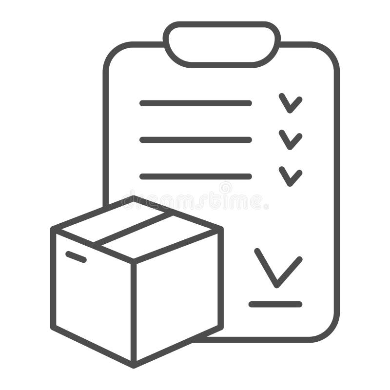 Approved Checklist and Box Thin Line Icon, Delivery Logistic Service ...