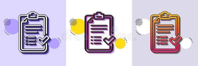 Approved Checklist Line Icon. Accepted or Confirmed Sign. Halftone ...