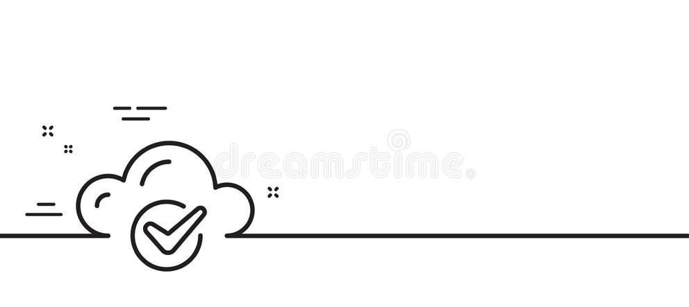Approved Cloud Computing Line Icon Internet Data Storage Sign Minimal Line Pattern Banner