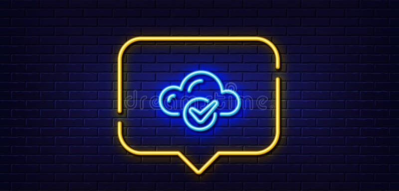 Approved Cloud Computing Line Icon. Internet Data Storage Sign. Neon ...