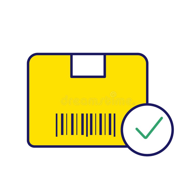 Cardboard Approved Box Icon. Box Approve. Black Icon on White Backdrop ...