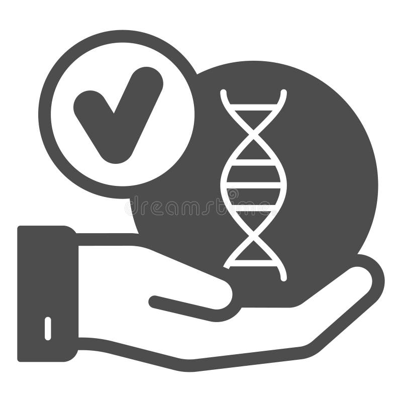 Approved DNA Test with Hand Solid Icon, Genetic Research Concept ...
