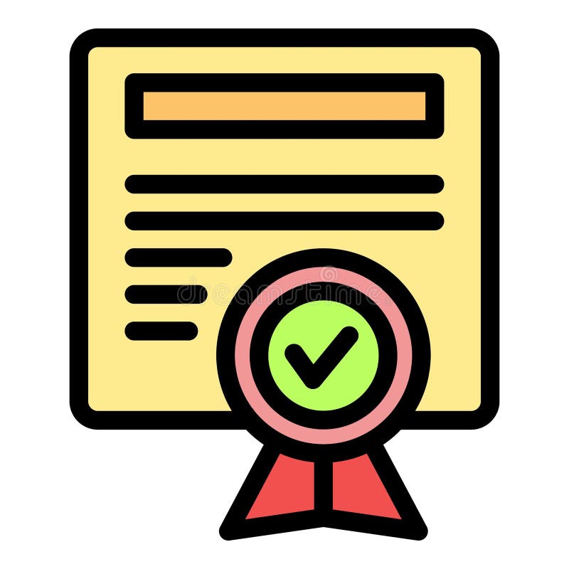 Approved Document with Checkmark Getting Certified with Ribbon Symbol ...