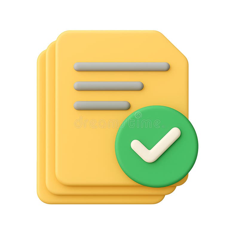 Approved Document File Icon – 3D Render Stock Illustration ...