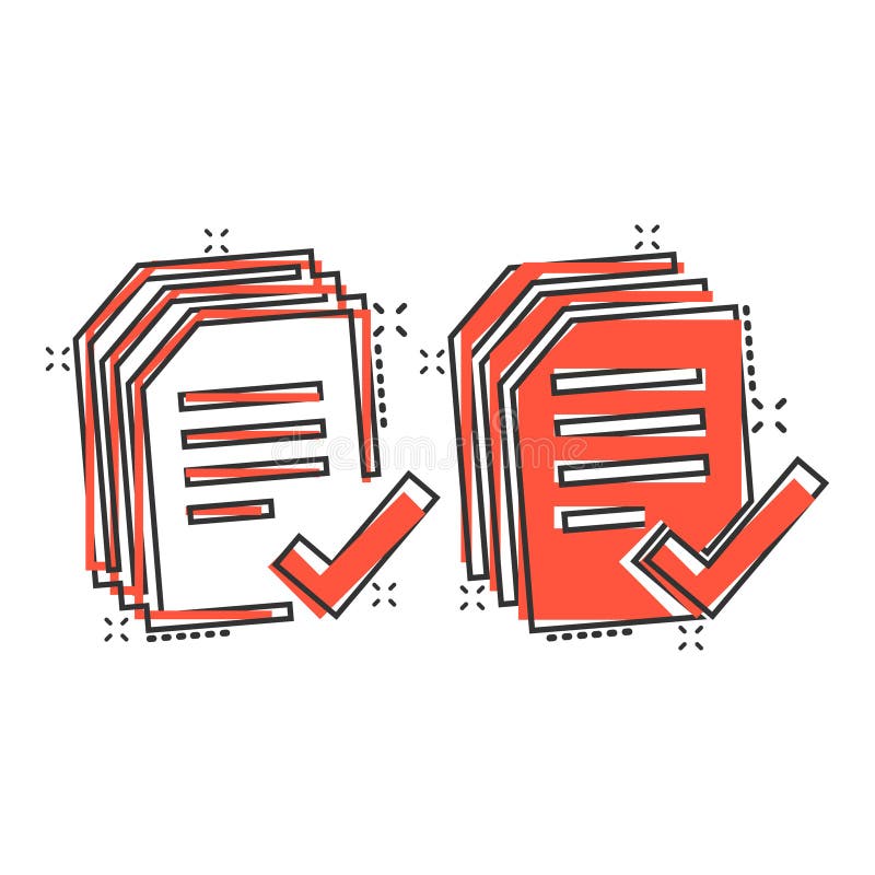 Approved Document Icon in Comic Style. Authorize Cartoon Vector ...