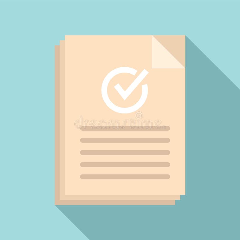 Approved Document Icon Flat Vector. Certificate Mark Stock Vector ...