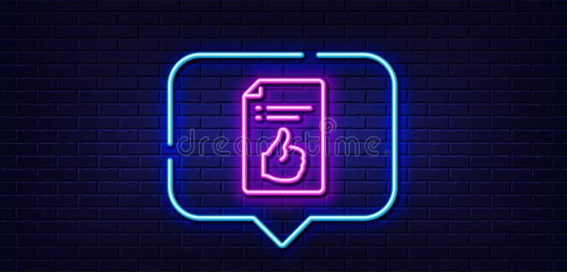 Approved Document Line Icon. Accepted or Confirmed Sign. Neon Light ...