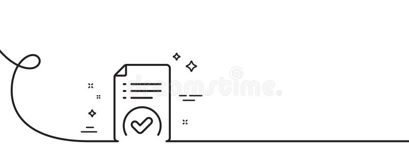 Approved Document Line Icon. Accepted File Sign. Continuous Line with Curl. Vector Stock Vector ...